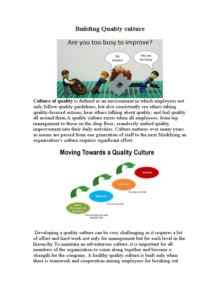 Building Quality Culture: Culture of Quality Is Defined As An ...