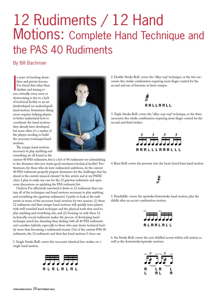 12 Rudimentos 12 Hand Motions | PDF | Rhythm And Meter | Drumming