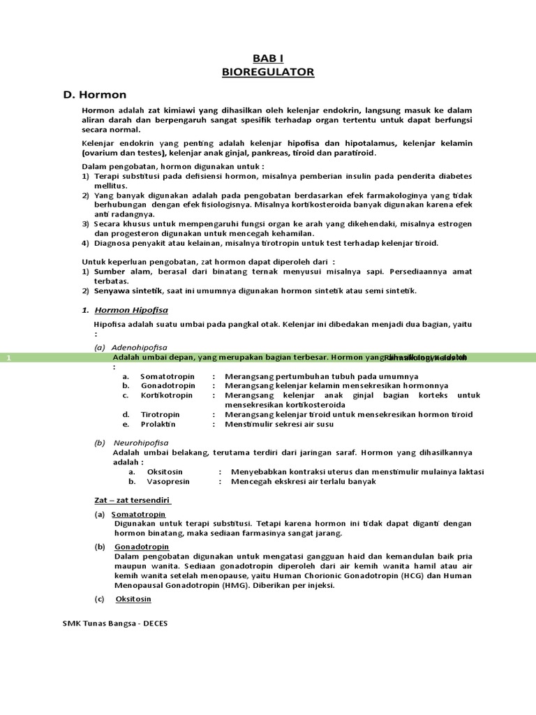 Bab 1 - Bioregulator - Hormon | PDF