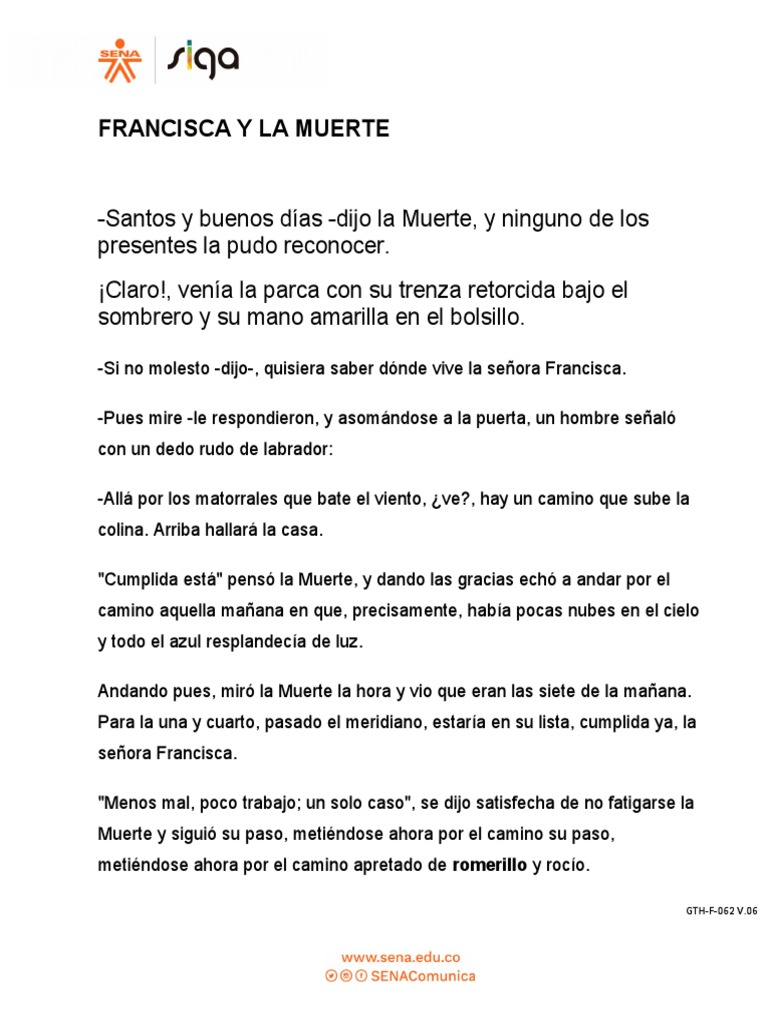 Cuento Francisca y La Muerte | PDF