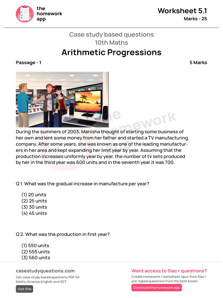Case study arithmetic progression worksheet | PDF | Worksheet