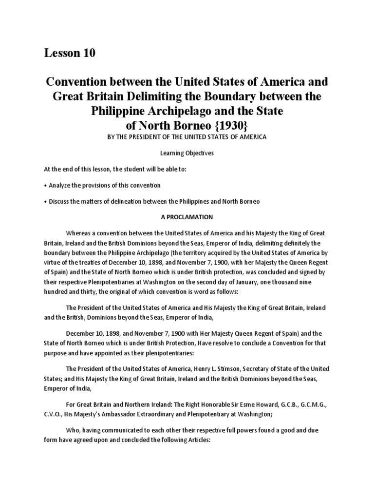 US-UK 1930 Boundary Convention Analysis | PDF | Ratification | Latitude