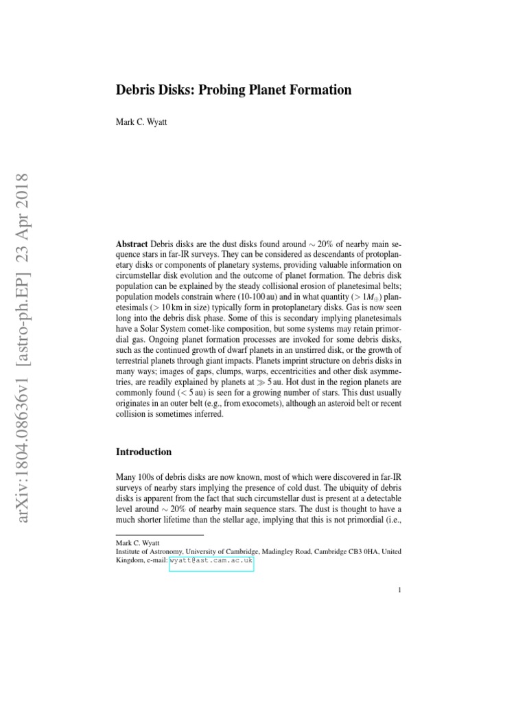 Debris Disks: Probing Planet Formation | PDF | Exoplanet | Solar System