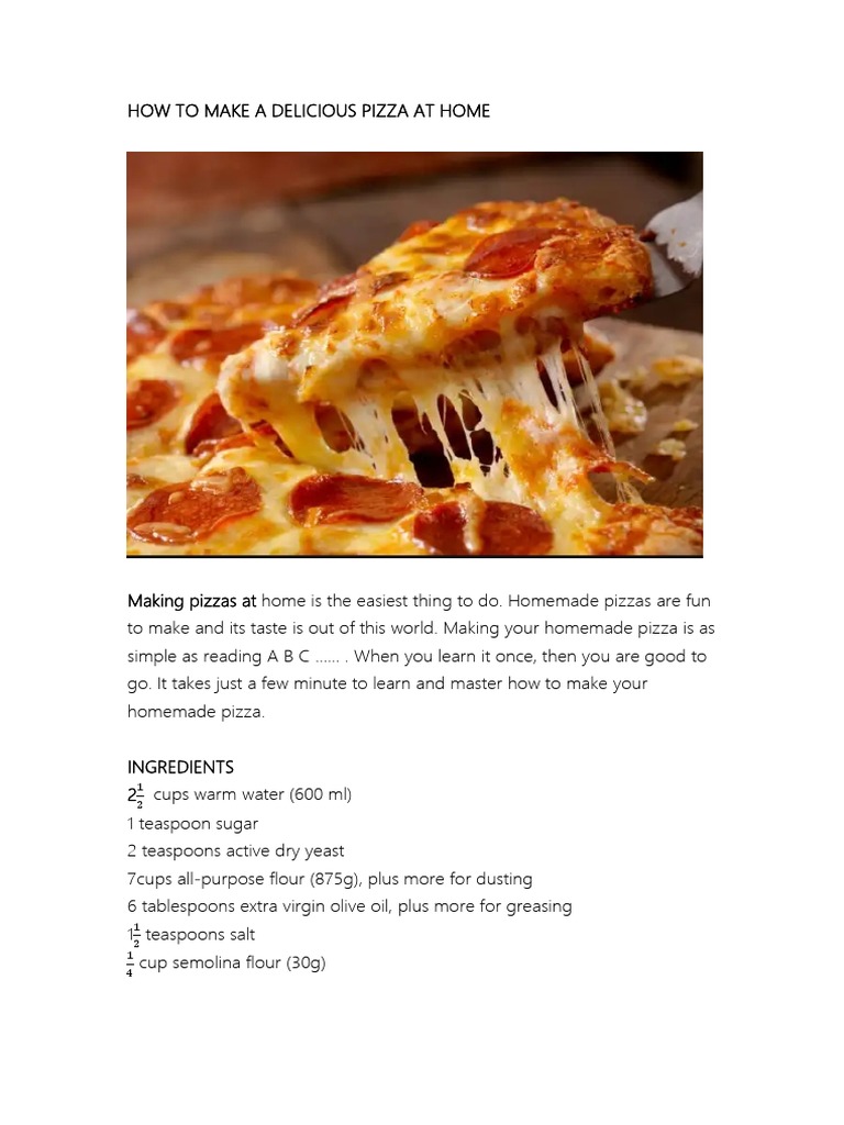 How To Make A Delicious Pizza at Home 1 | PDF | Pizza | Dough