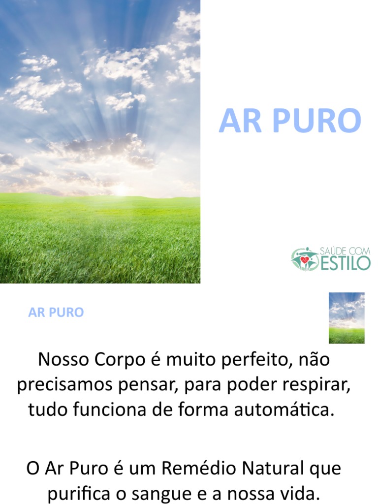 AR PURO - Power Point | PDF | Respiração | Sangue