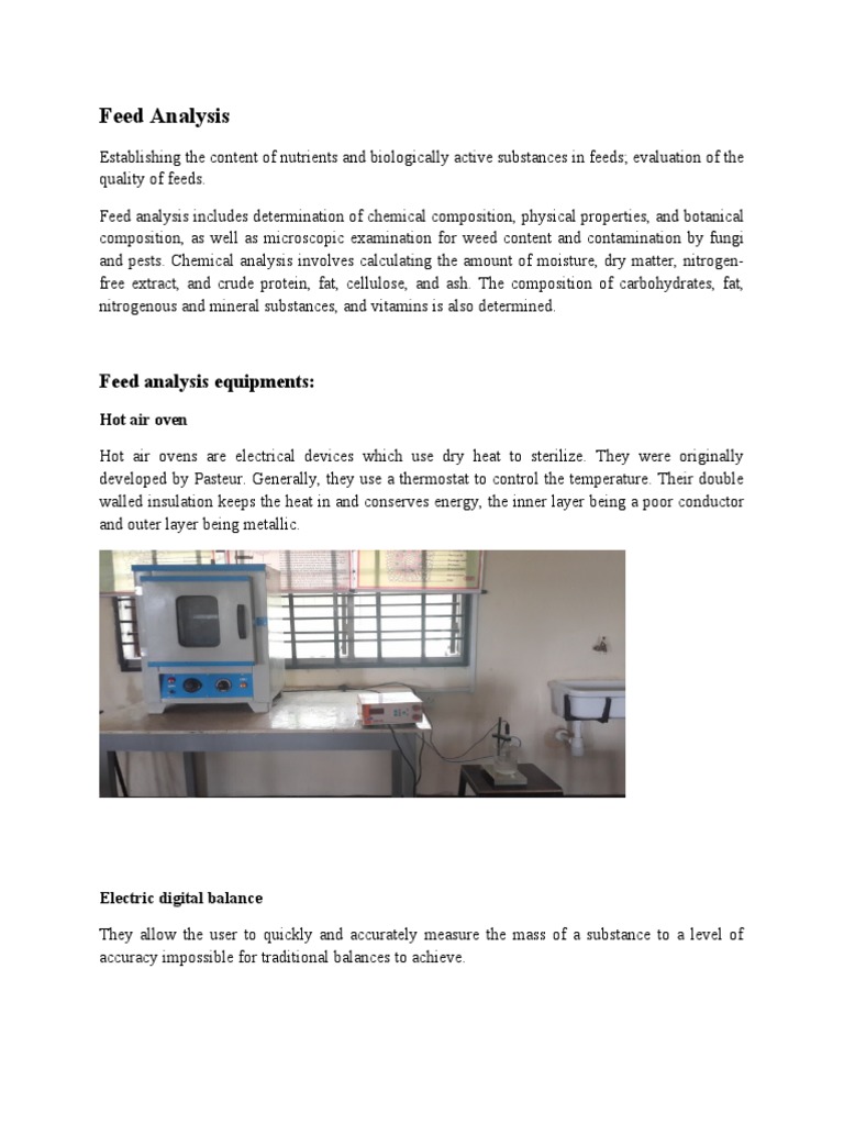 Feed Analysis Equipment Assignment | Download Free PDF | Foods ...