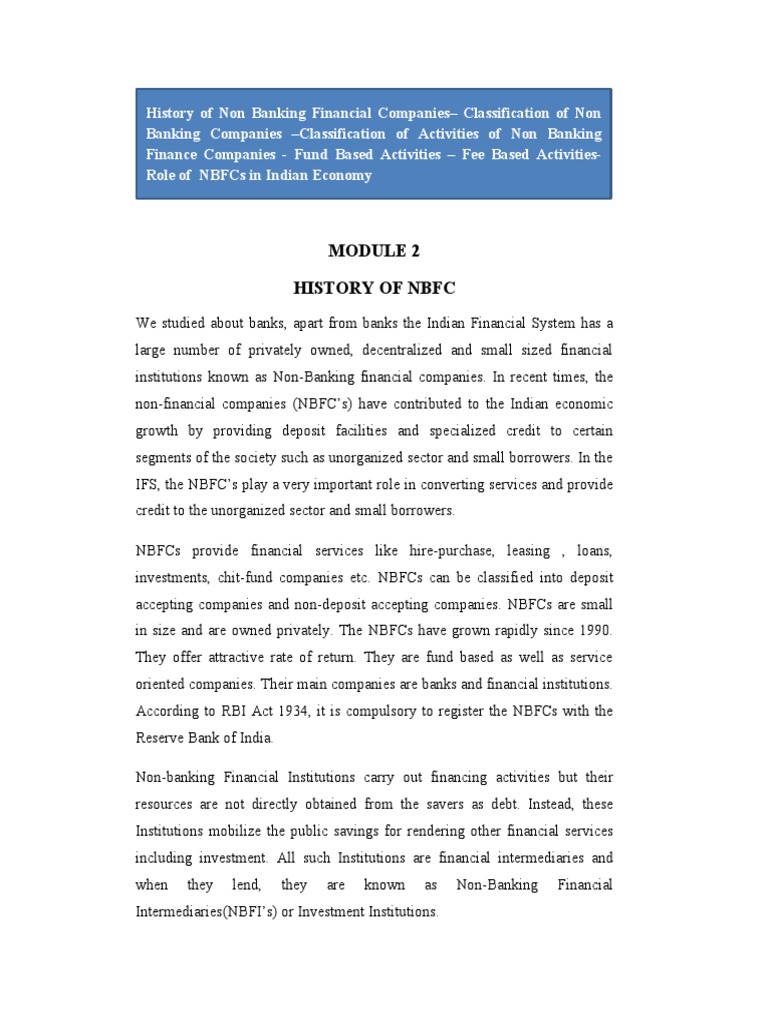 Nbfc Module 2 Completed Pdf Non Bank Financial Institution