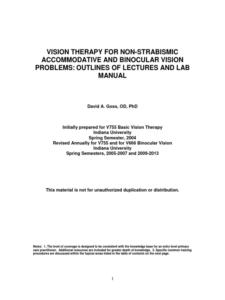 Vision Therapy For Non-Strabismic Accommodative and Binocular Vision ...