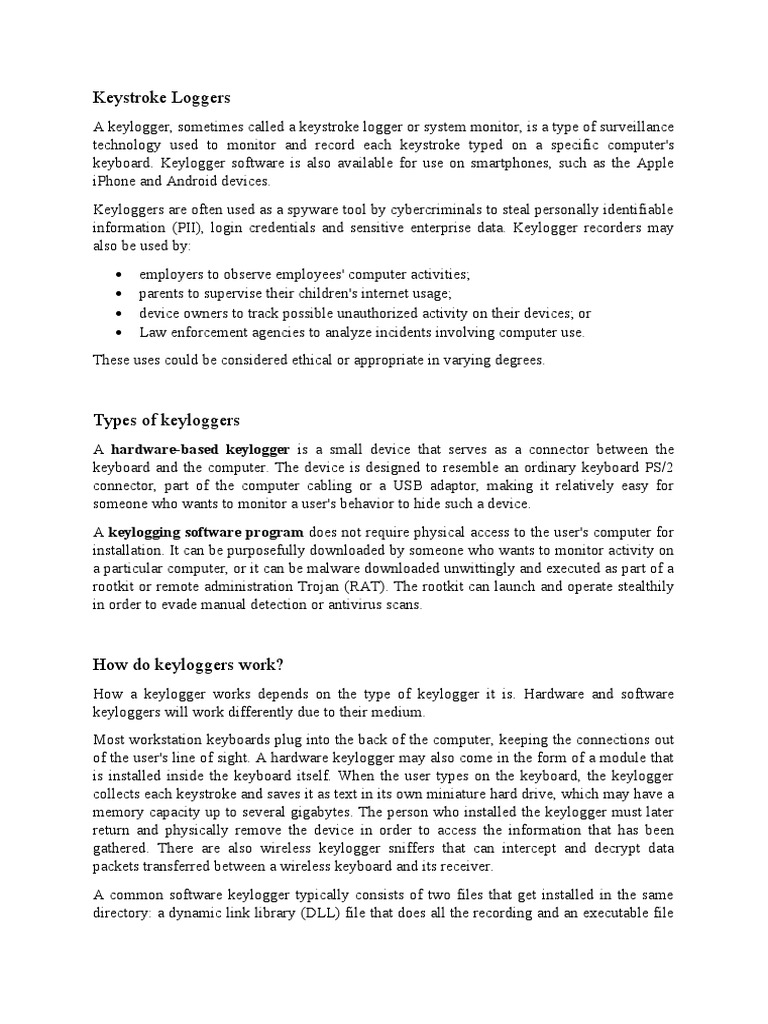 Keystroke Loggers | PDF | Spyware | Computer Science