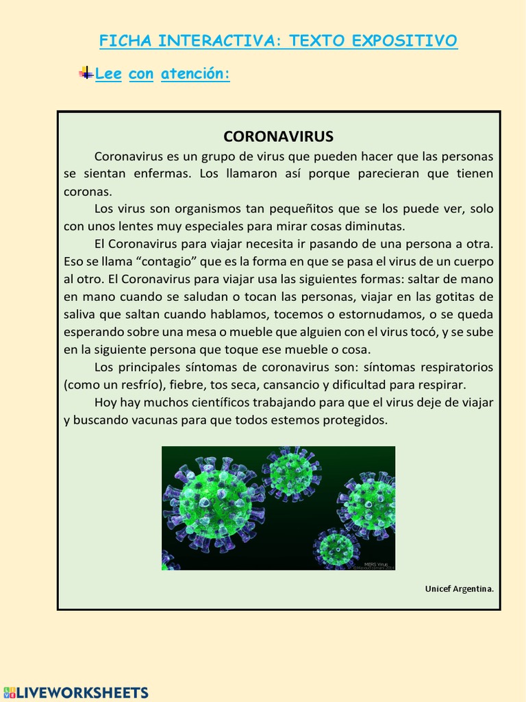 Texto Expositivo Coronavirus | PDF | Virus | Resfriado comun