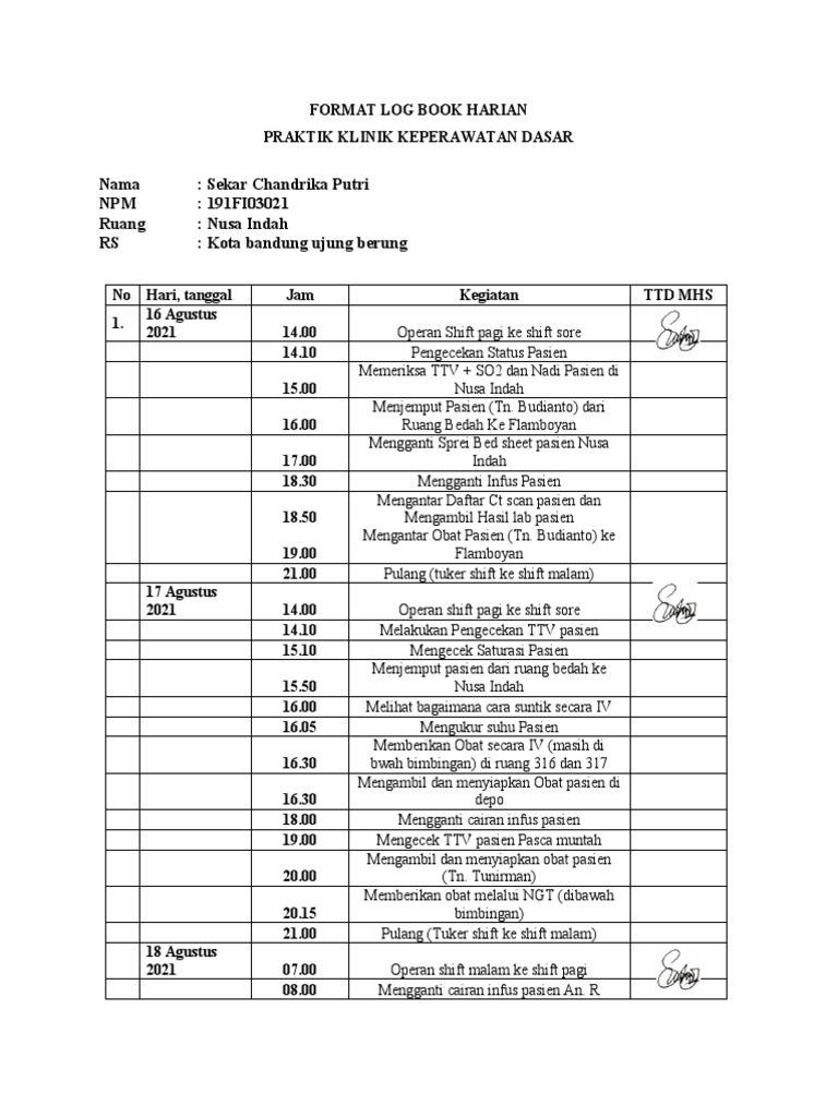 Log Book Harian | PDF