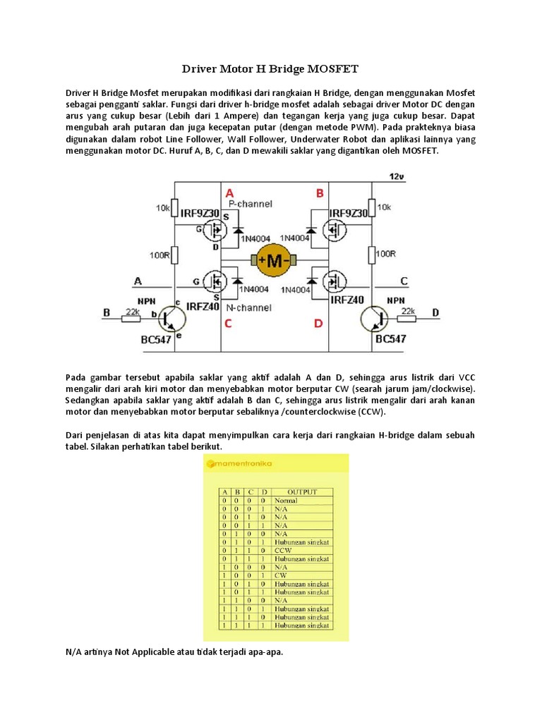 Driver Motor H Bridge MOSFET | PDF