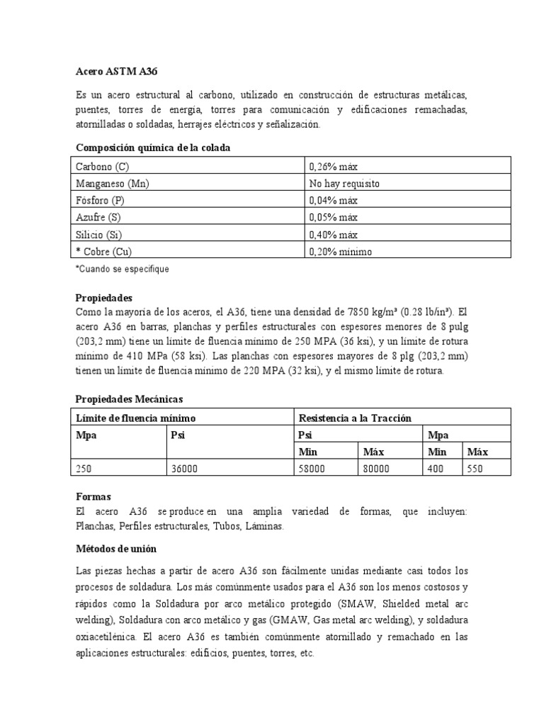 Acero ASTM A36 | PDF