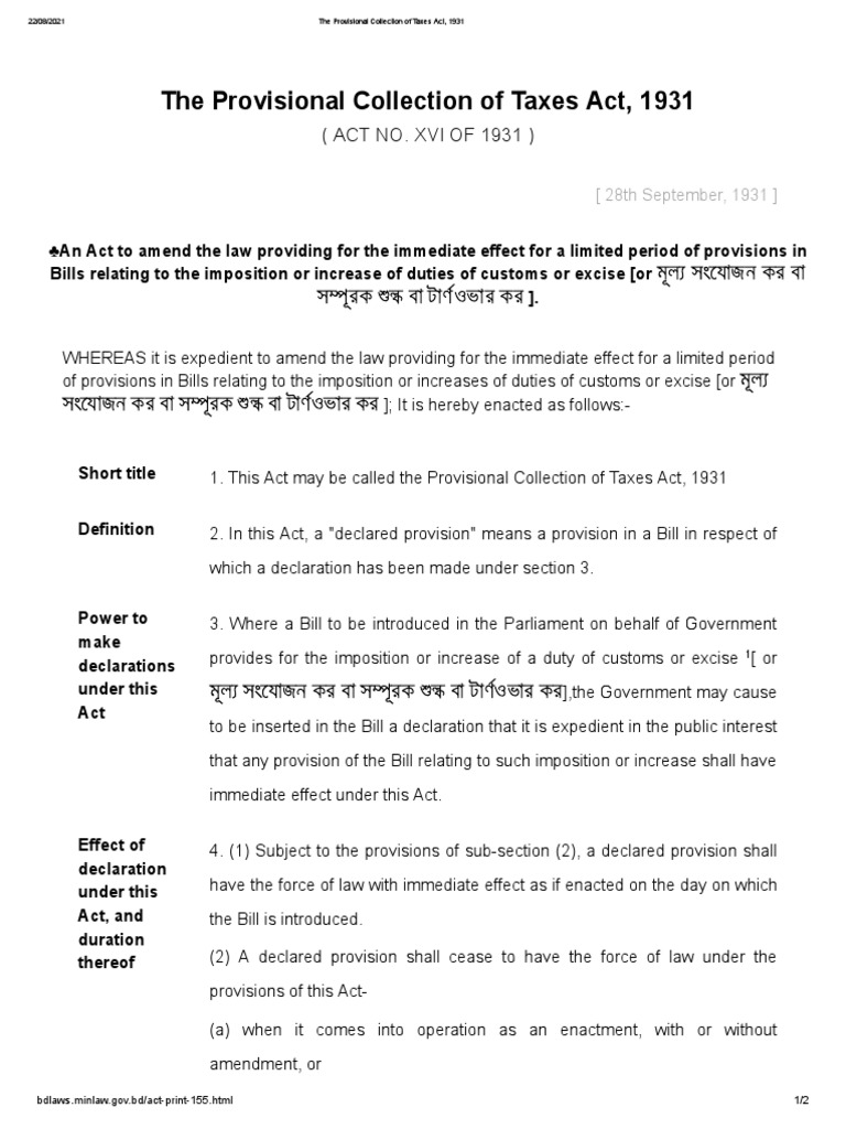 Tax Act 1931 | PDF | Bill (Law) | Repeal