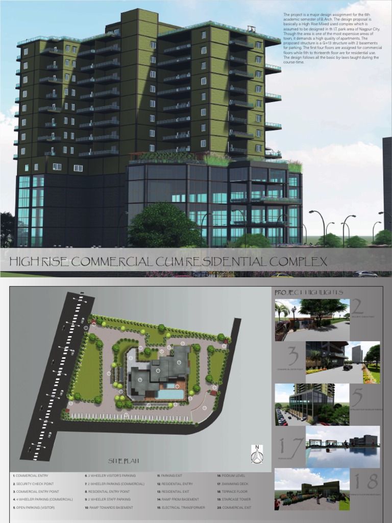 High Rise Commercial Cum Residential Complex | PDF | Buildings And ...