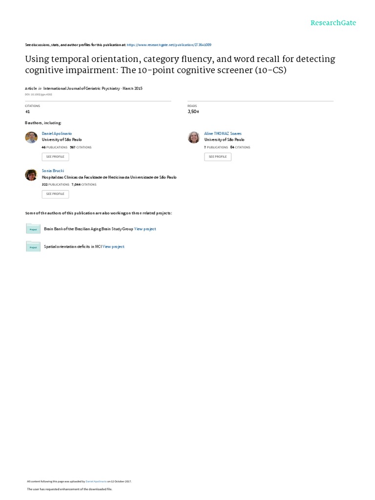 Using Temporal Orientation, Category Uency, and Word Recall For ...