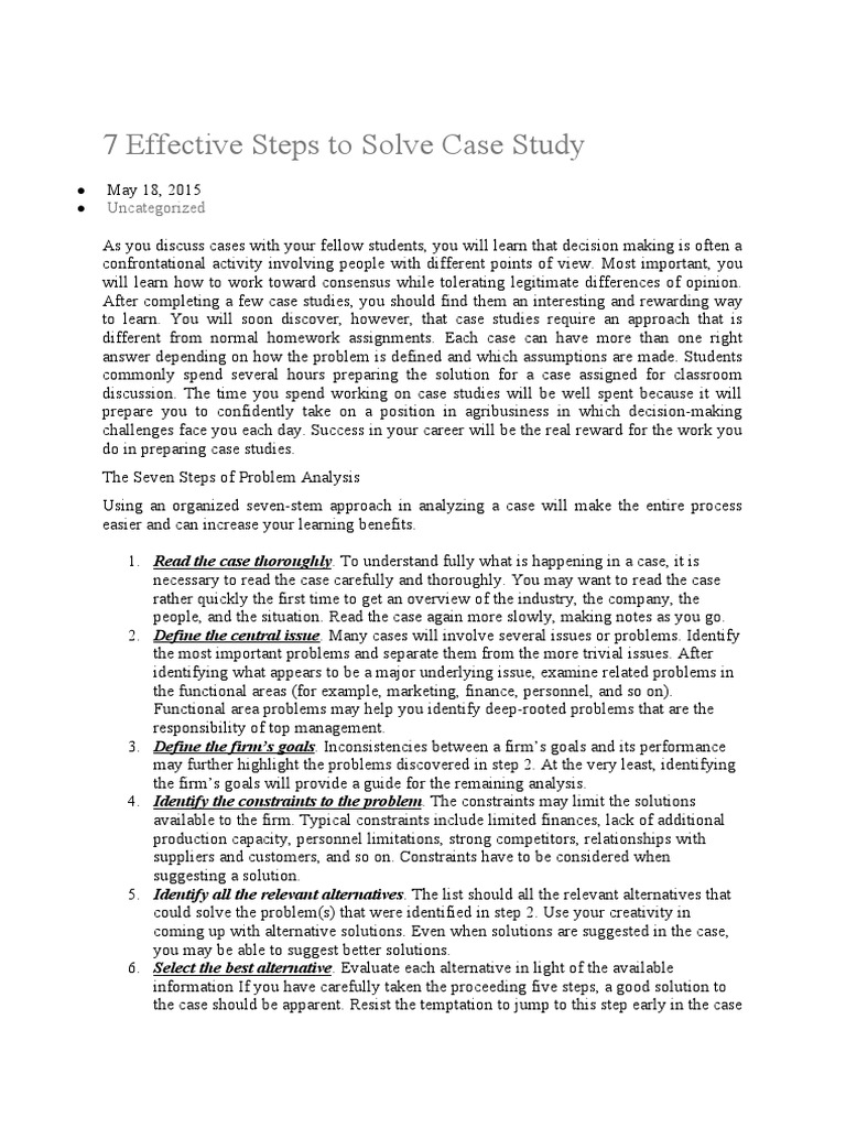 7 Steps Case Study | PDF | Decision Making | Case Study
