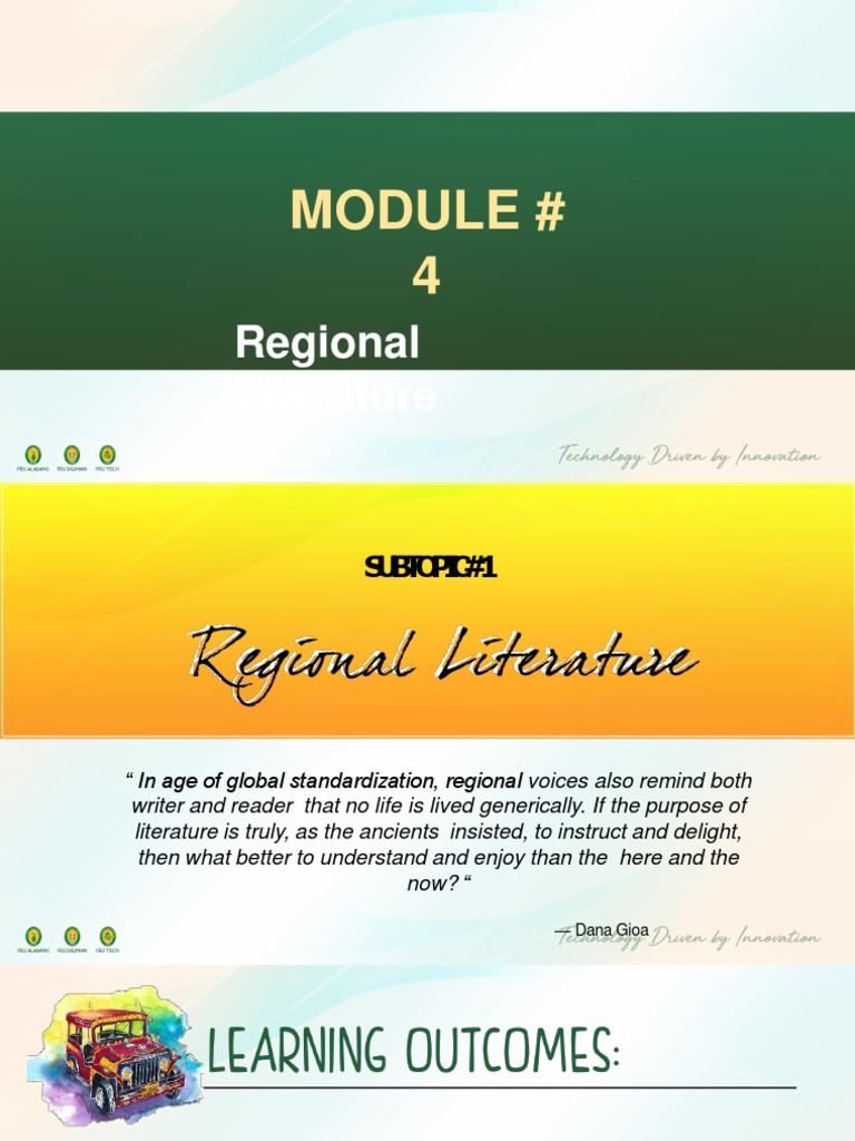 (M4 MAIN) Regional Literature | PDF | Narration | Tagalog Language
