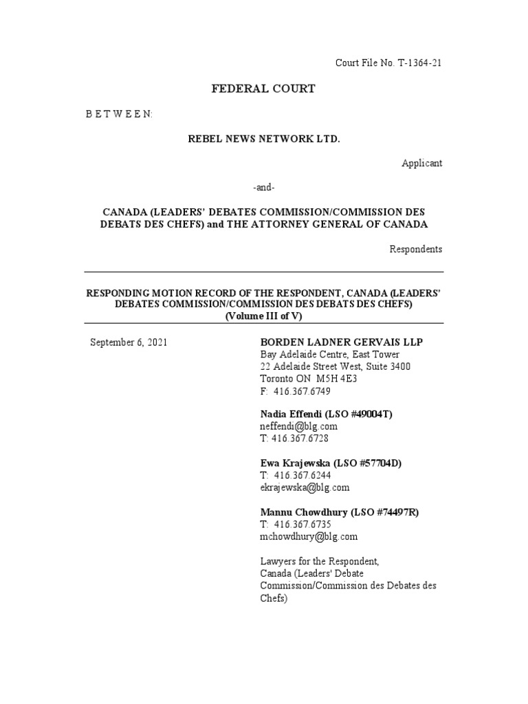 Volume III - Respondent's Motion Record | Download Free PDF | Lawyer ...