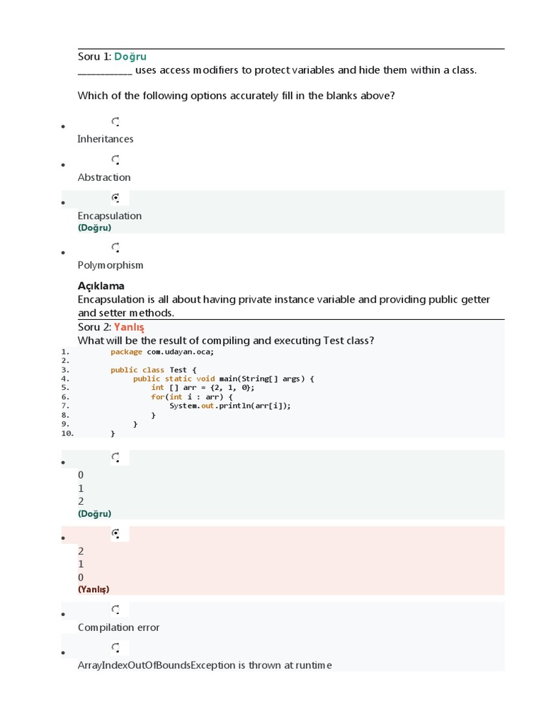 Java Oca Test 1 Neticeler | Download Free PDF | Class (Computer ...