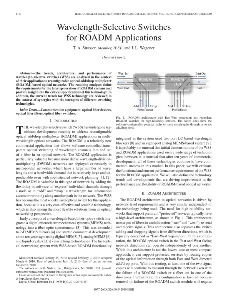 Wavelength-Selective Switches For ROADM Applications: T. A. Strasser ...