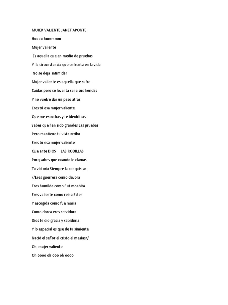 Mujer Valiente: Letra y Mensaje de Alabanza | PDF