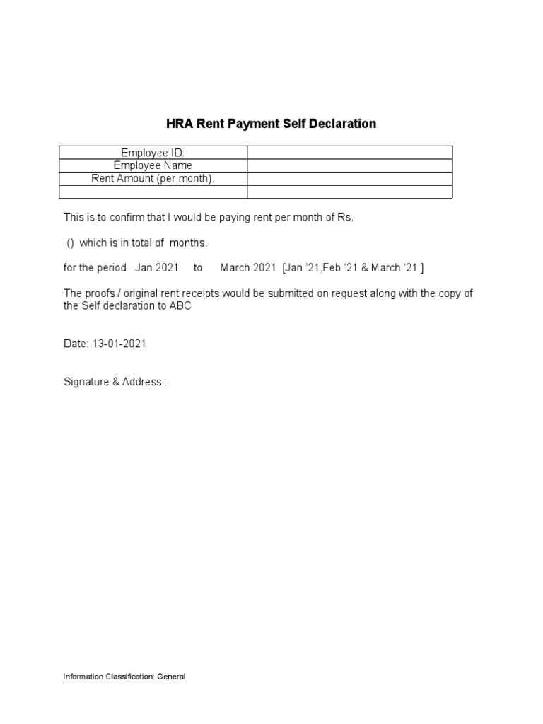 HRA Future Payment Declaration Form | PDF
