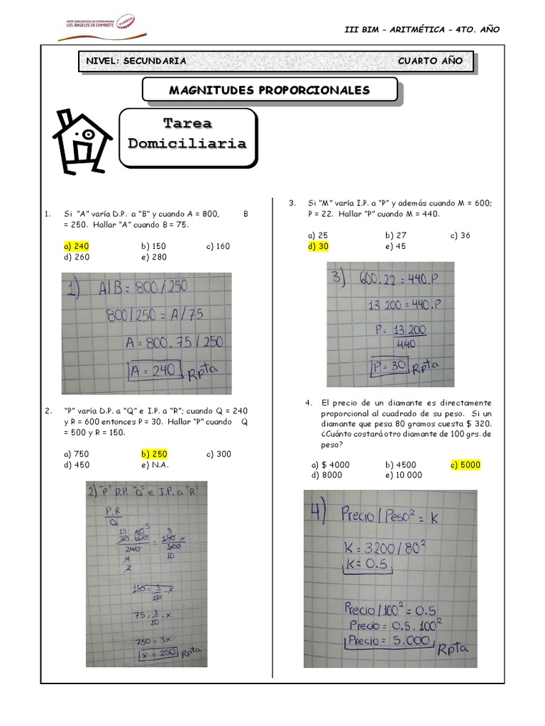 Magnitudes Proporcionales - TAREA | PDF
