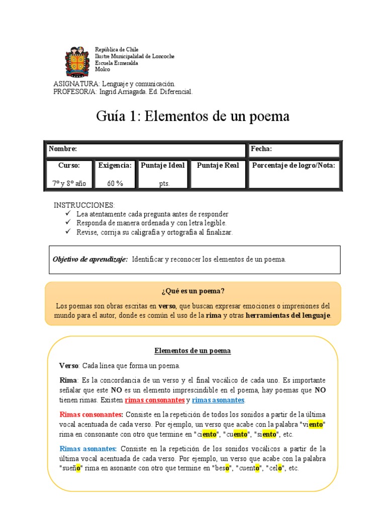 Elementos de un poema | PDF | Rima | Poesía