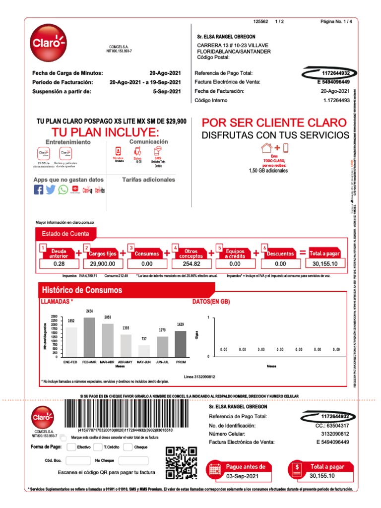 Factura Claro Agosto - Septiembre | PDF | Business | Industrias de servicio