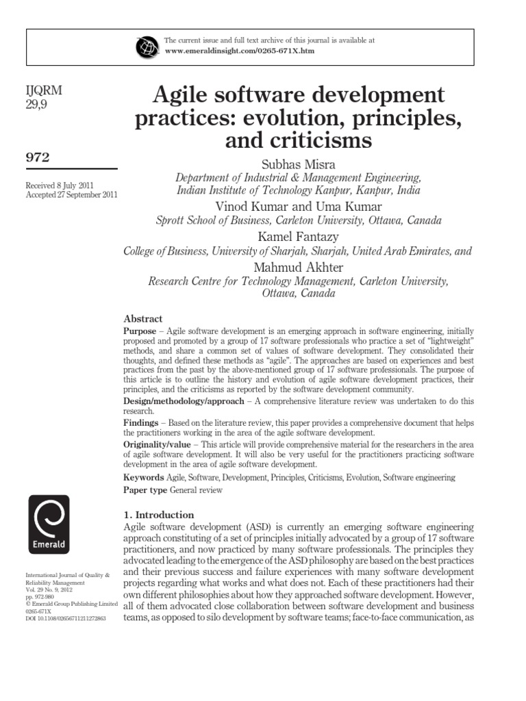 Article 3 Agile Software Development Practices | PDF | Agile Software ...