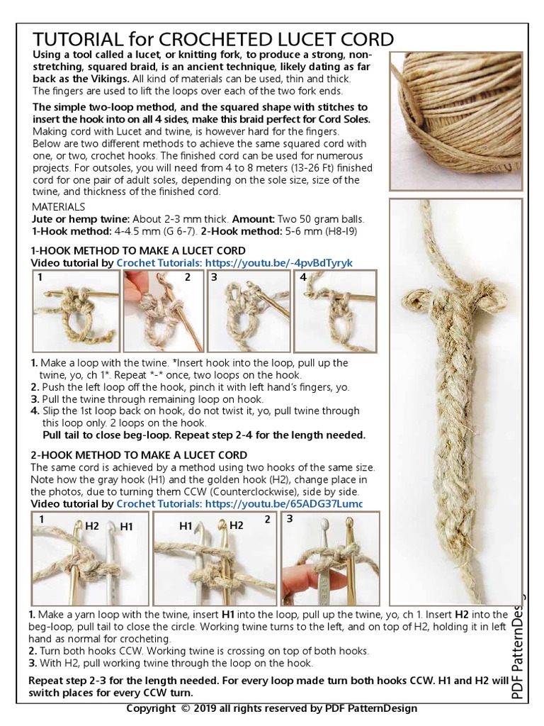 Tutorial For Crocheted Lucet-Cord | PDF | Crochet | Handicrafts