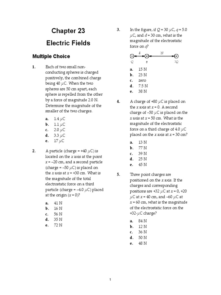 Electric Fields: Multiple Choice | PDF | Electric Charge | Electric Field