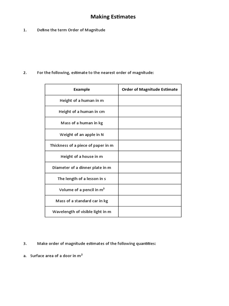 Order of Magnitude Estimation Guide | PDF