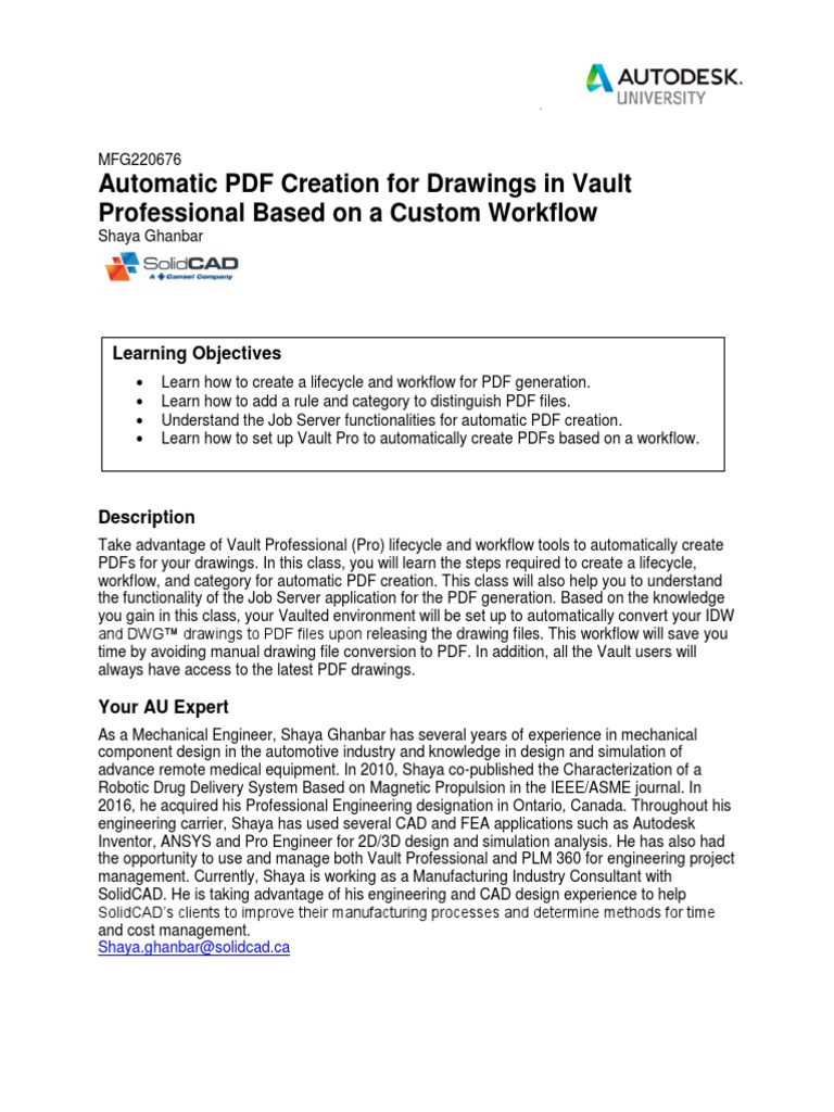 Automatic PDF Creation For Drawings in Vault Professional Based On A ...