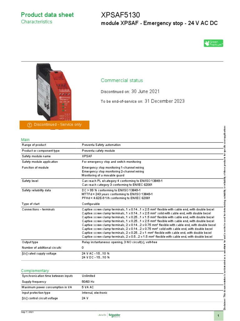 Preventa XPS - XPSAF5130 | PDF | Relay | Voltage