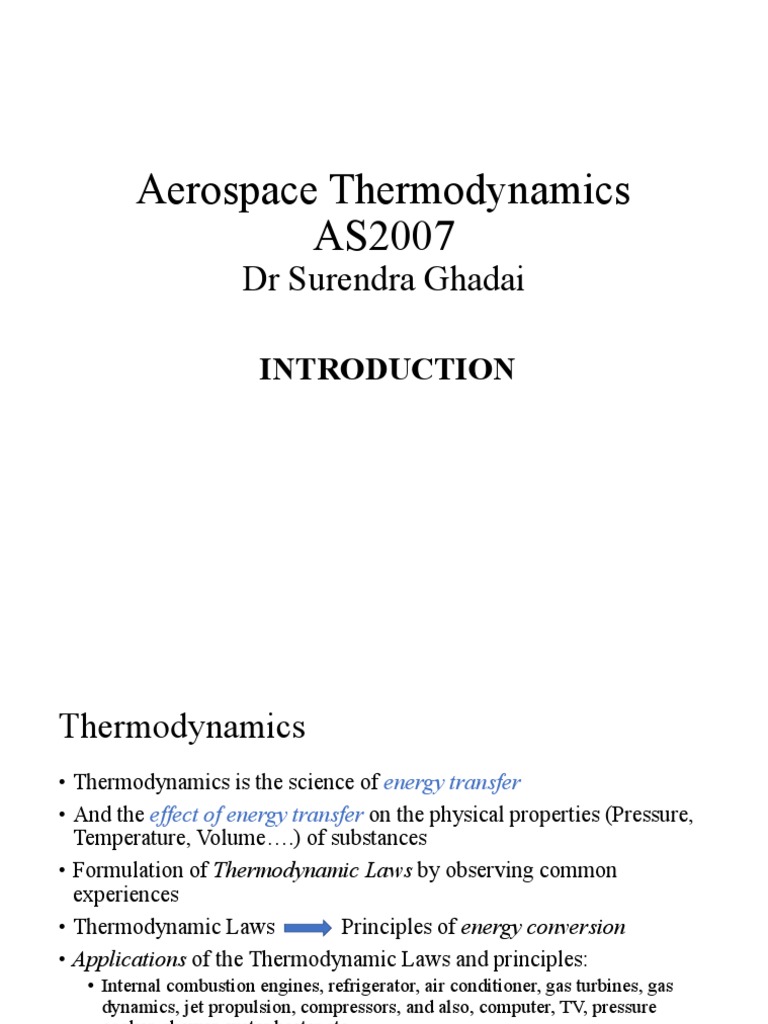 Aerospace Thermodynamics AS2007: DR Surendra Ghadai | PDF ...