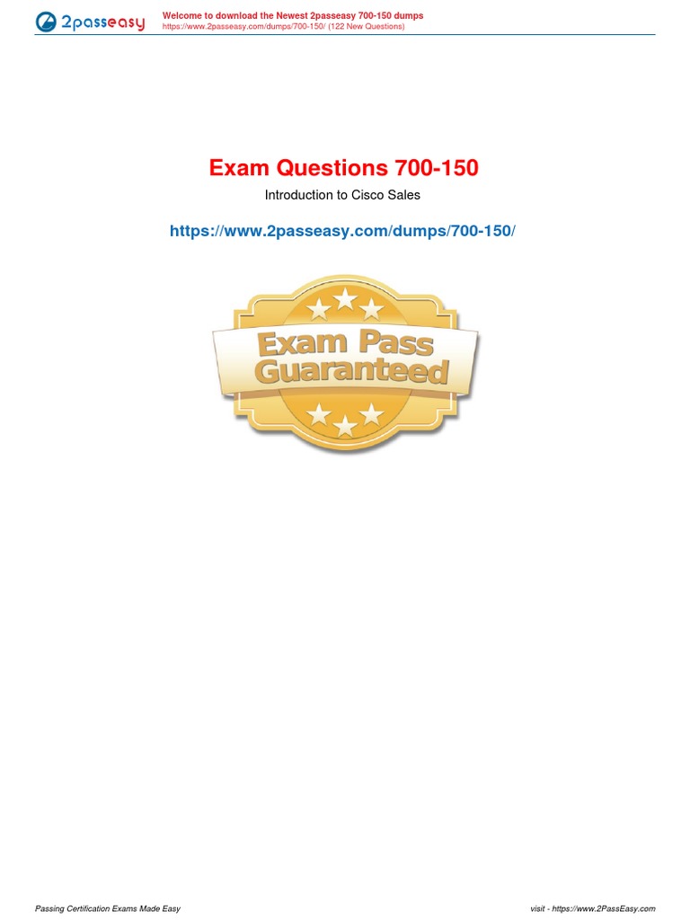 Exam Questions 700-150: Introduction To Cisco Sales | PDF | Cloud ...