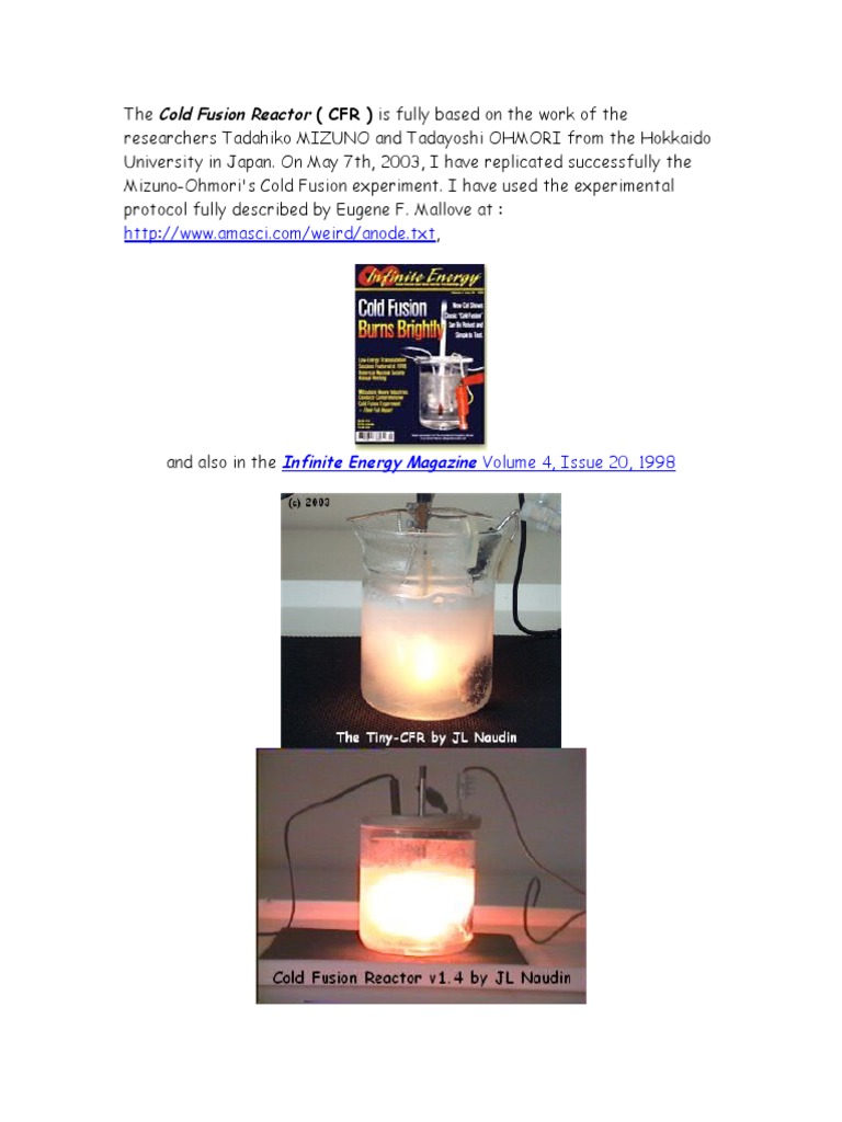 The Cold Fusion Reactor | PDF | Cathode | Fusion Power