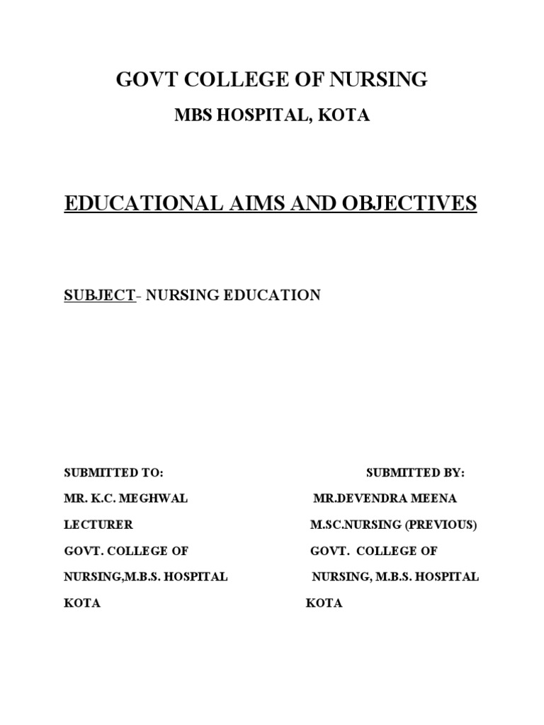 Govt College of Nursing: Mbs Hospital, Kota | PDF