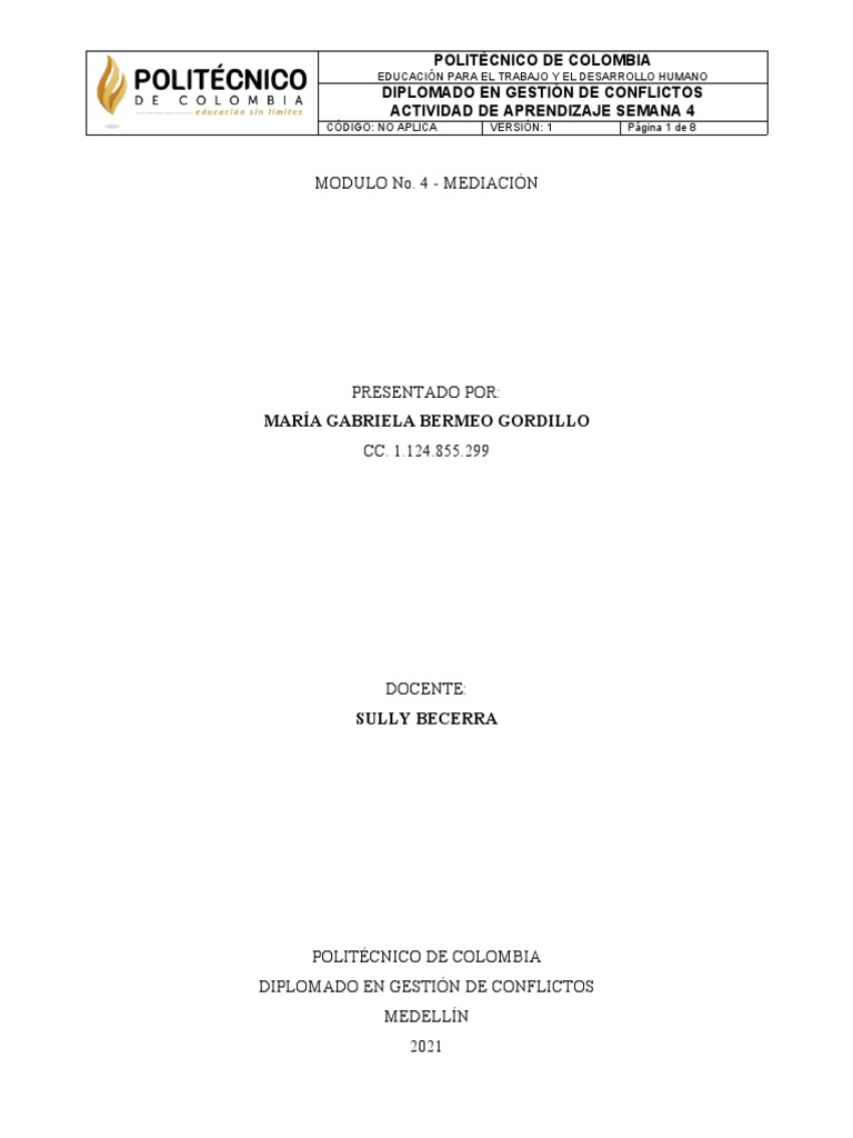Actividad de Aprendizaje - Modulo 4 | PDF | Colombia | Aprendizaje Actividad de Aprendizaje - Modulo 4 | PDF | Colombia | Aprendizaje