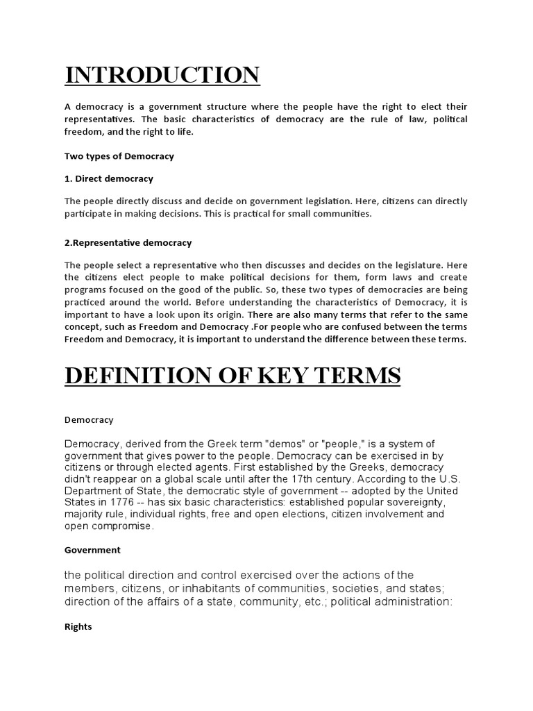 Two Types of Democracy 1. Direct Democracy | PDF | Liberty | Political ...