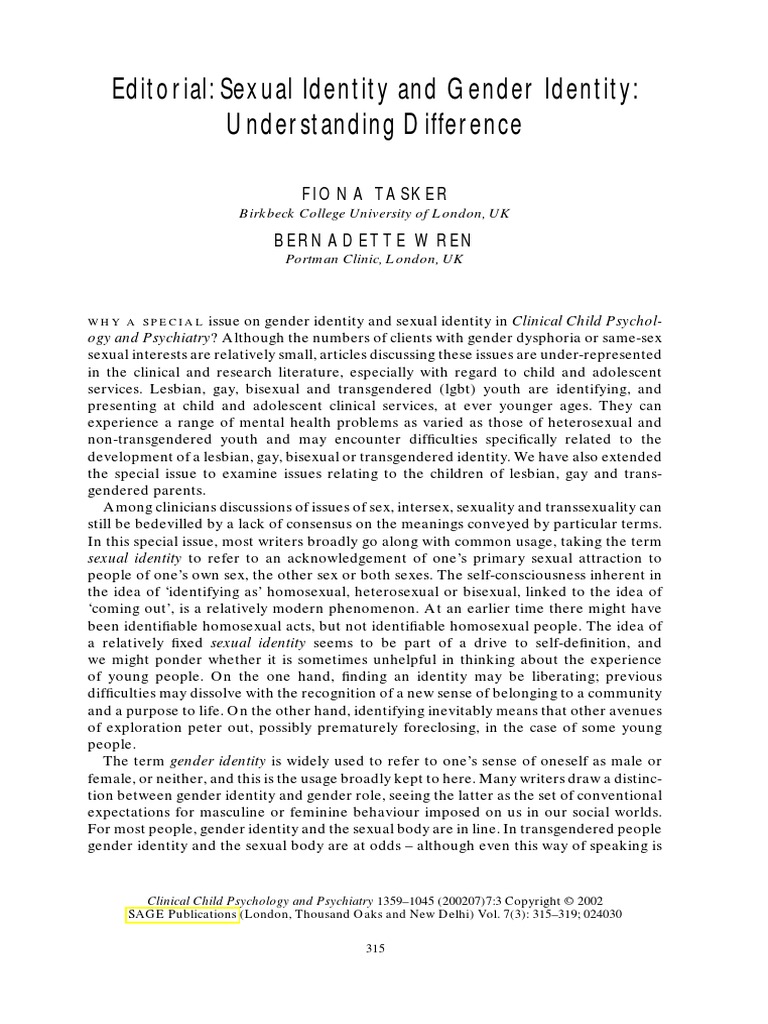 Sexual Identity and Gender Identity | PDF | Homosexuality | Gender Studies