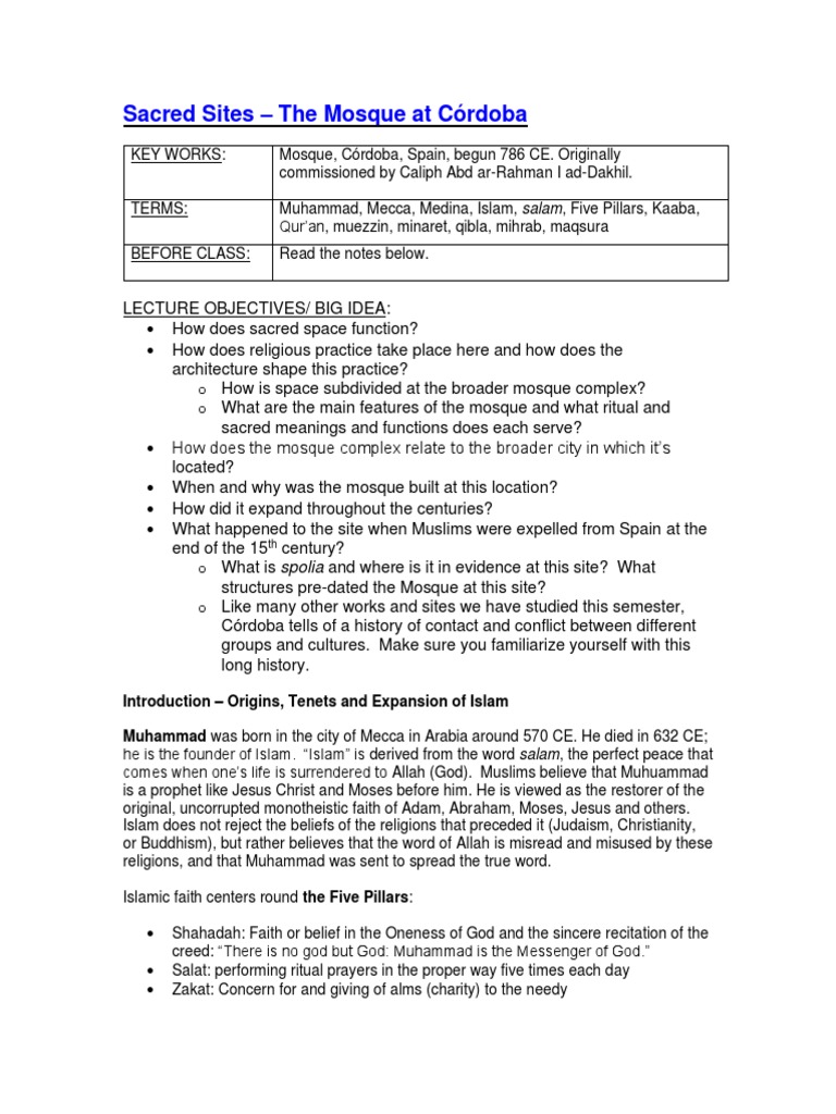 2211 Handout-Mosque Cordoba | PDF | Mosque | Hajj