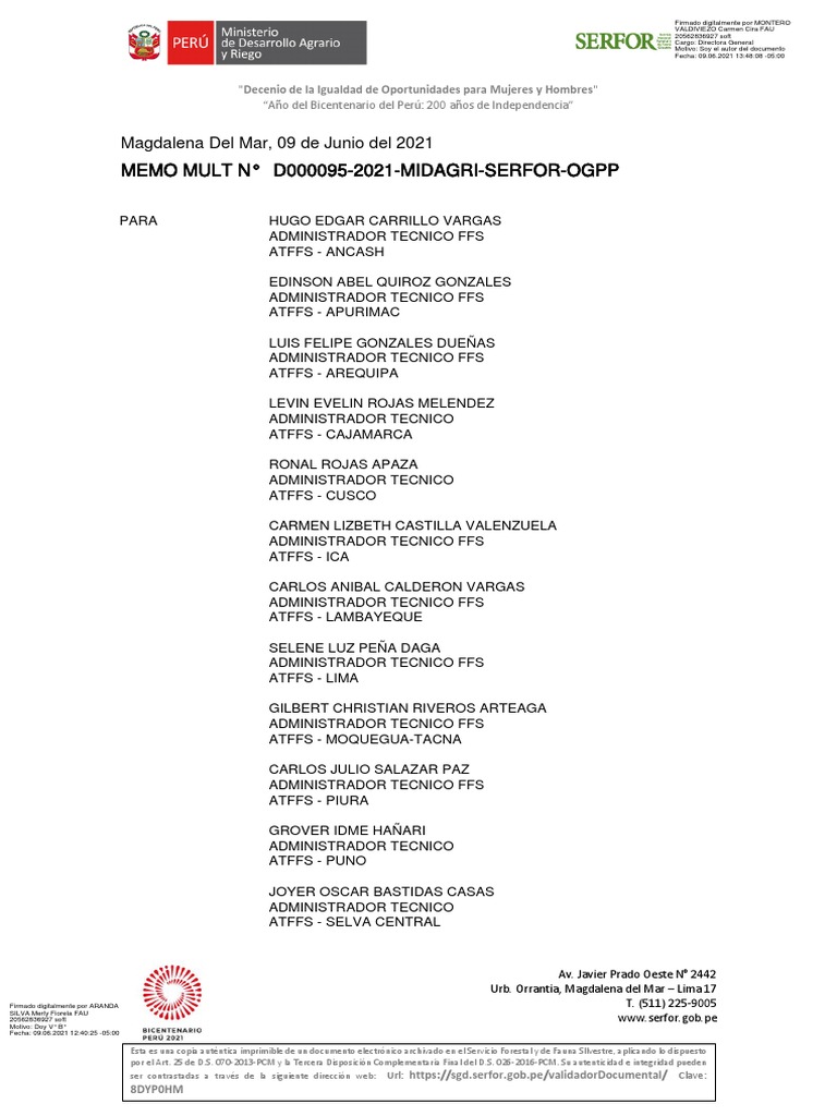 MEMO MULT-000095-2021-OGPP TUPA - Vigencia de Procedimientos | Descargar gratis PDF | Fauna | zoo