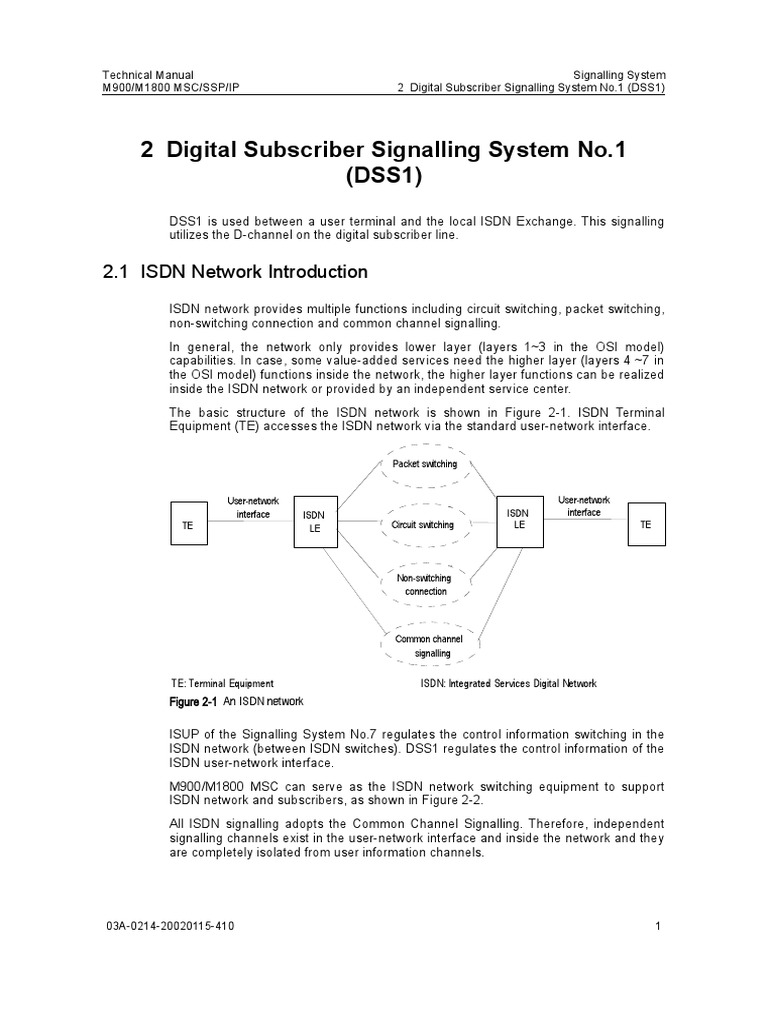 DSS1 Signalling System Technical Manual | PDF | Computer Network | Osi Model