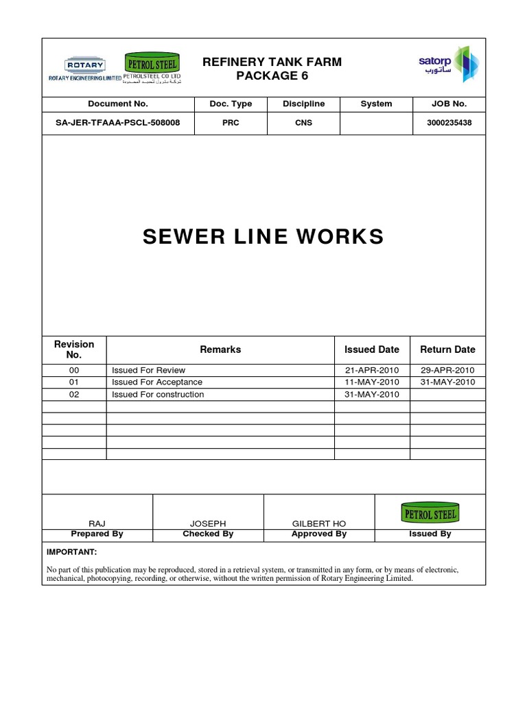 rev02-SEWER LINE WORKS | PDF | Sanitary Sewer | Deep Foundation