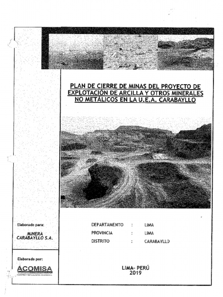 Plan Cierre Minera Carabayllo S.a.tomoi | PDF