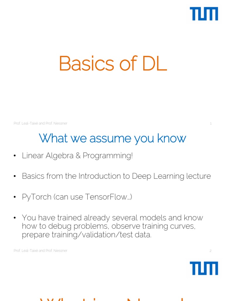 Basics of DL: Prof. Leal-Taixé and Prof. Niessner 1 | PDF | Statistics | Theoretical Computer ...