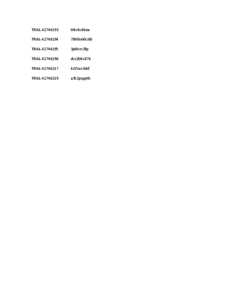 Trial Codes and Identifiers List | PDF